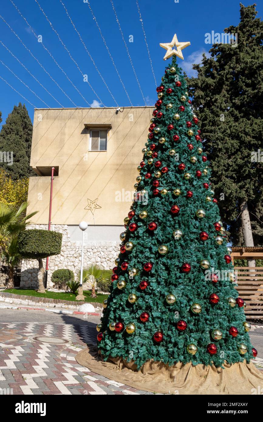 NAZARETH, ISRAEL. December 27, 2022. Festive Nazareth, people on the ...
