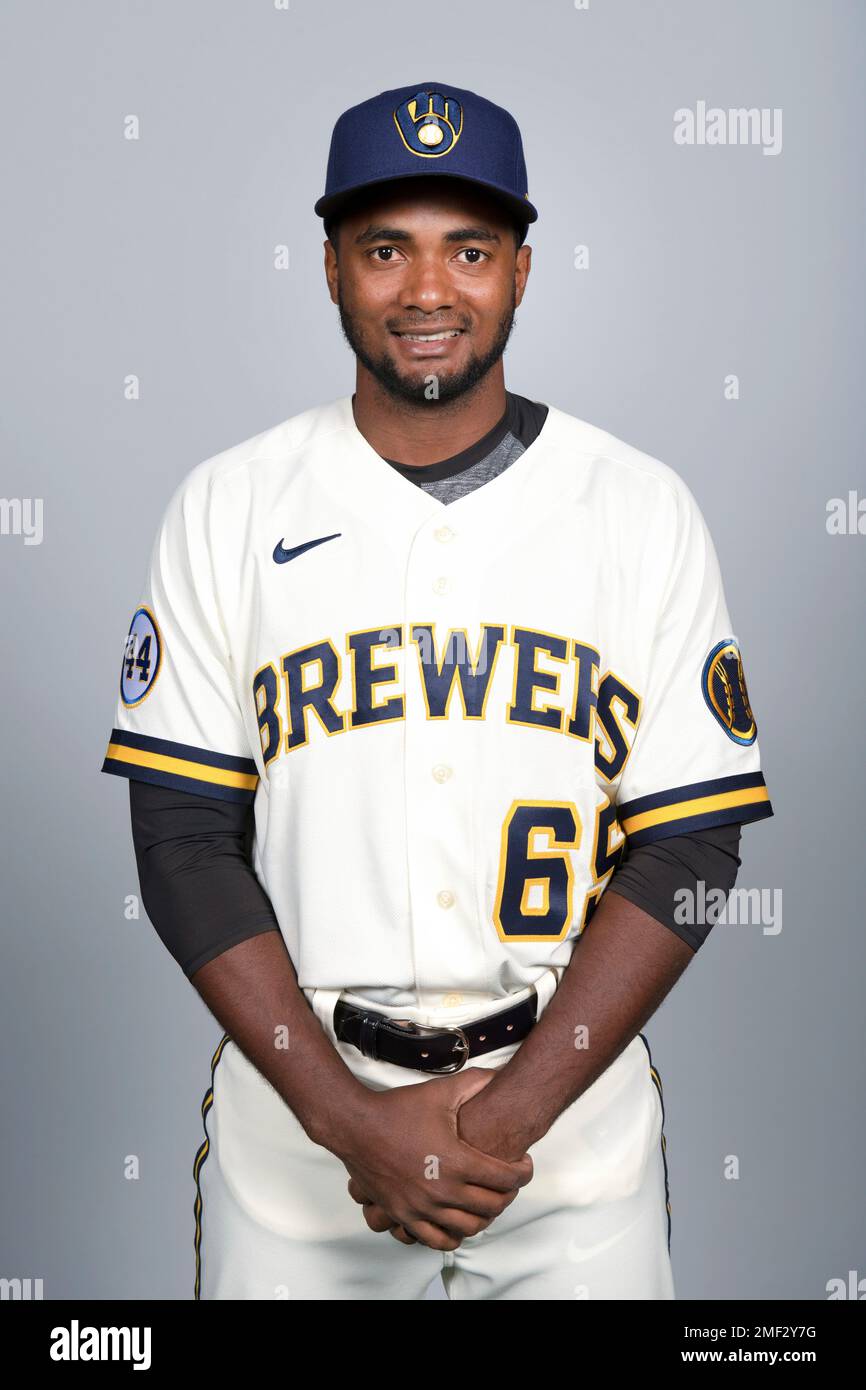 This is a 2021 photo of Pablo Reyes of the Milwaukee Brewers baseball ...