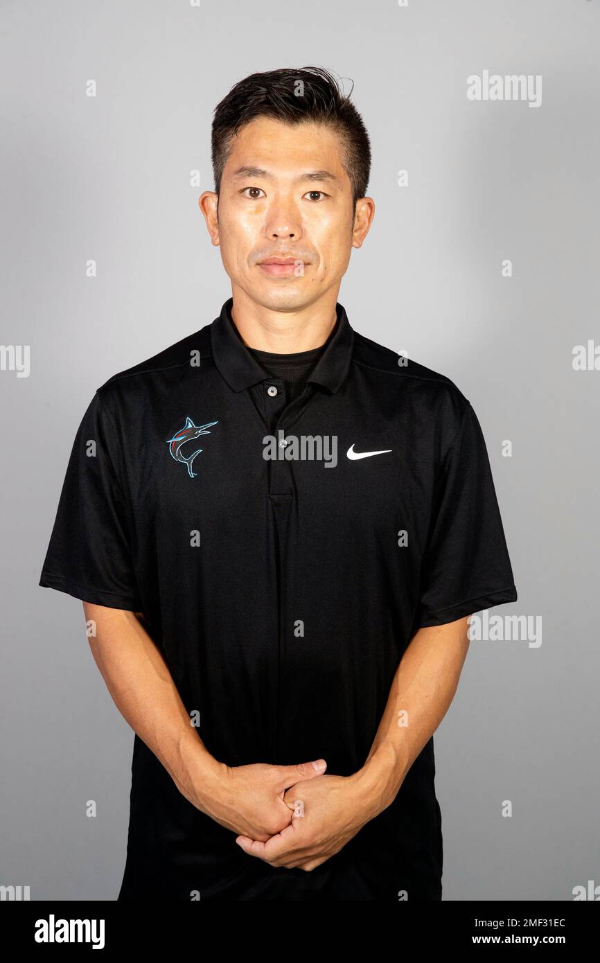 This is a 2021 photo of Koji Tanaka of the Miami Marlins baseball team. This image reflects the ...