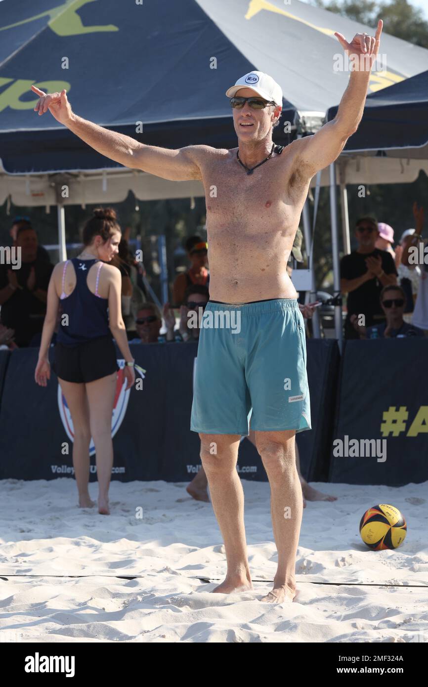 John Hyden salutes the crowd after the Men’s Finals at the AVP Central ...