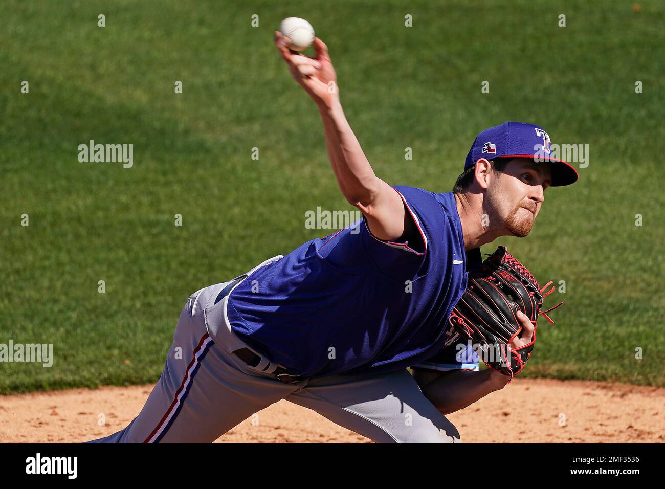 Texas Rangers pitcher Jason Bahr throws during the fourth inning of a ...