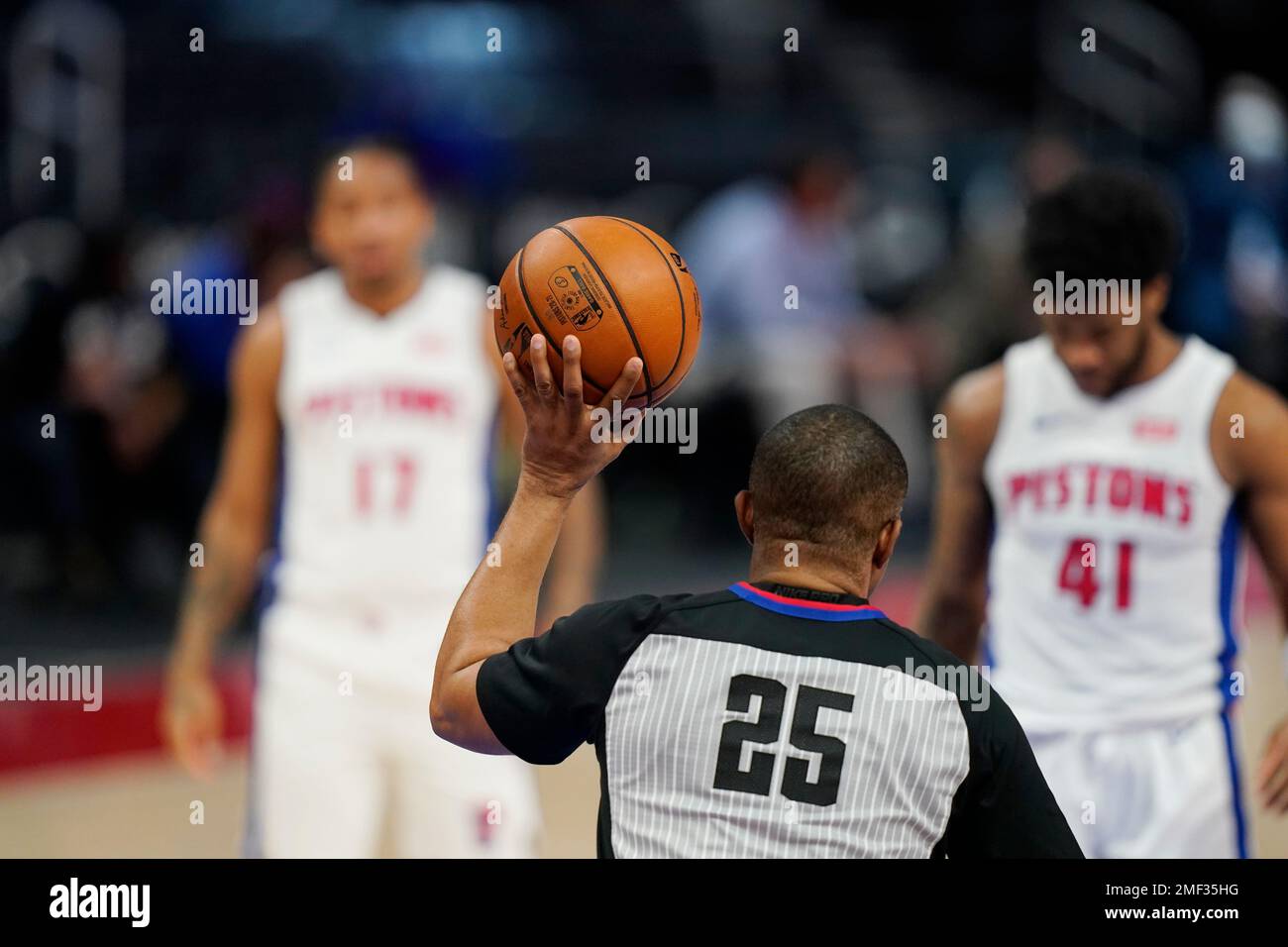 Referee Tony Brothers prepares to throw the ball to free throw shooter ...