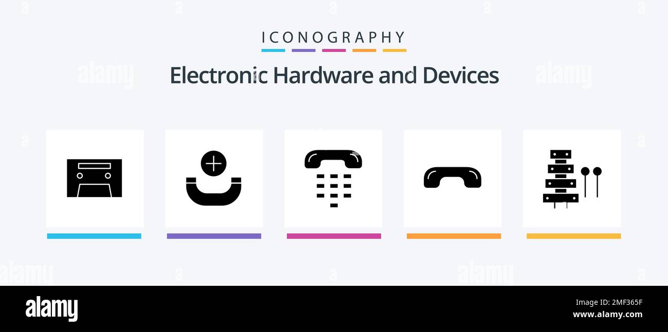 Devices Glyph 5 Icon Pack Including instrument. up. contact. phone ...