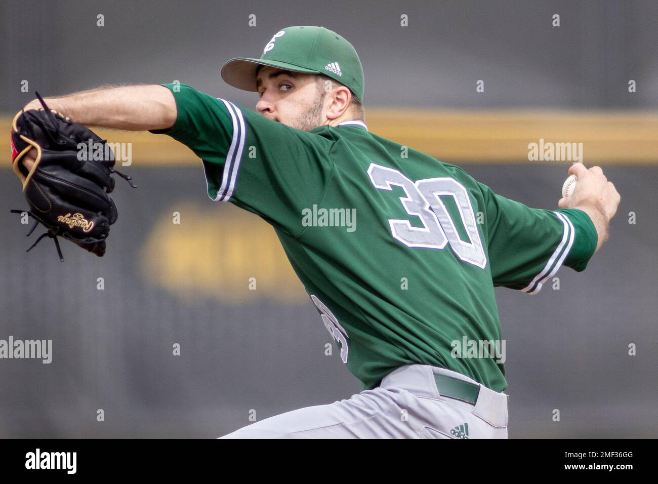 Eastern Michigan pitcher Justin Meis (30) pitches to Alabama State ...