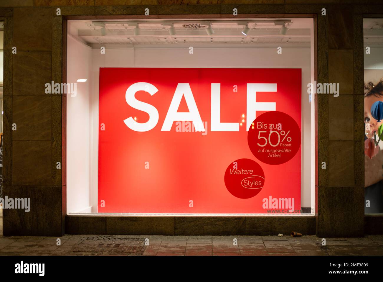 In many stores in Munich, Germany there are winter sales up to 70% on January 24, 2023. A few ...