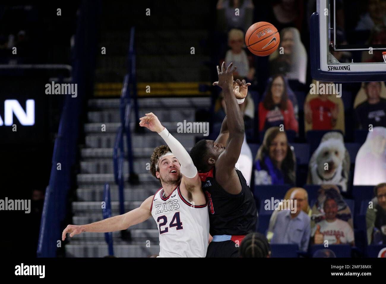 Gonzaga forward Corey Kispert left, and Loyola Marymount guard Eli ...