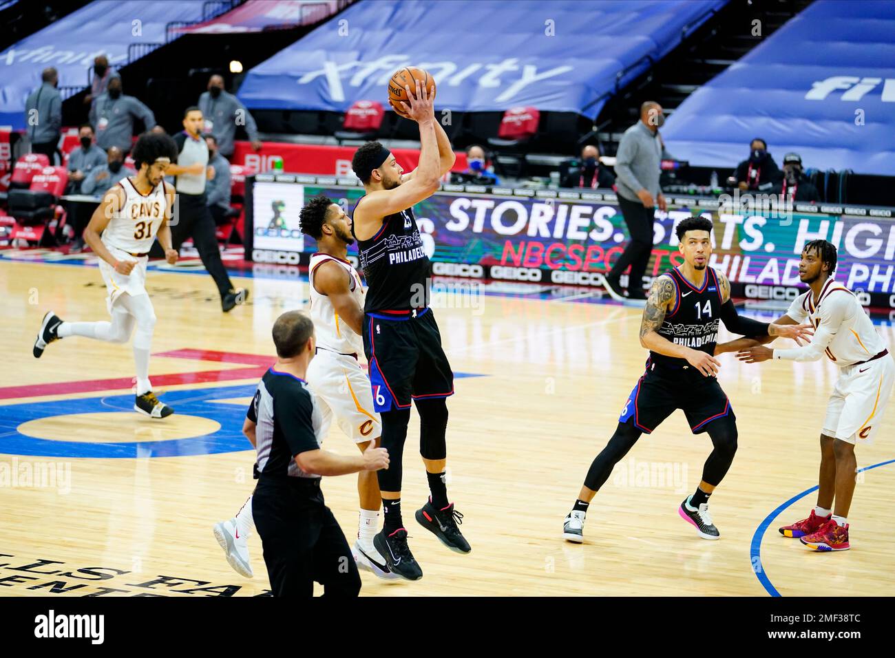 Philadelphia 76ers' Ben Simmons plays during an NBA basketball game ...