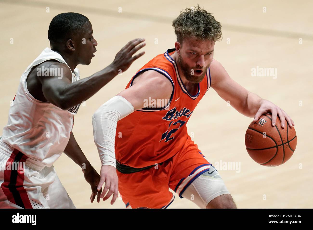 Boise State guard Max Rice (12) drives the ball against San Diego State ...