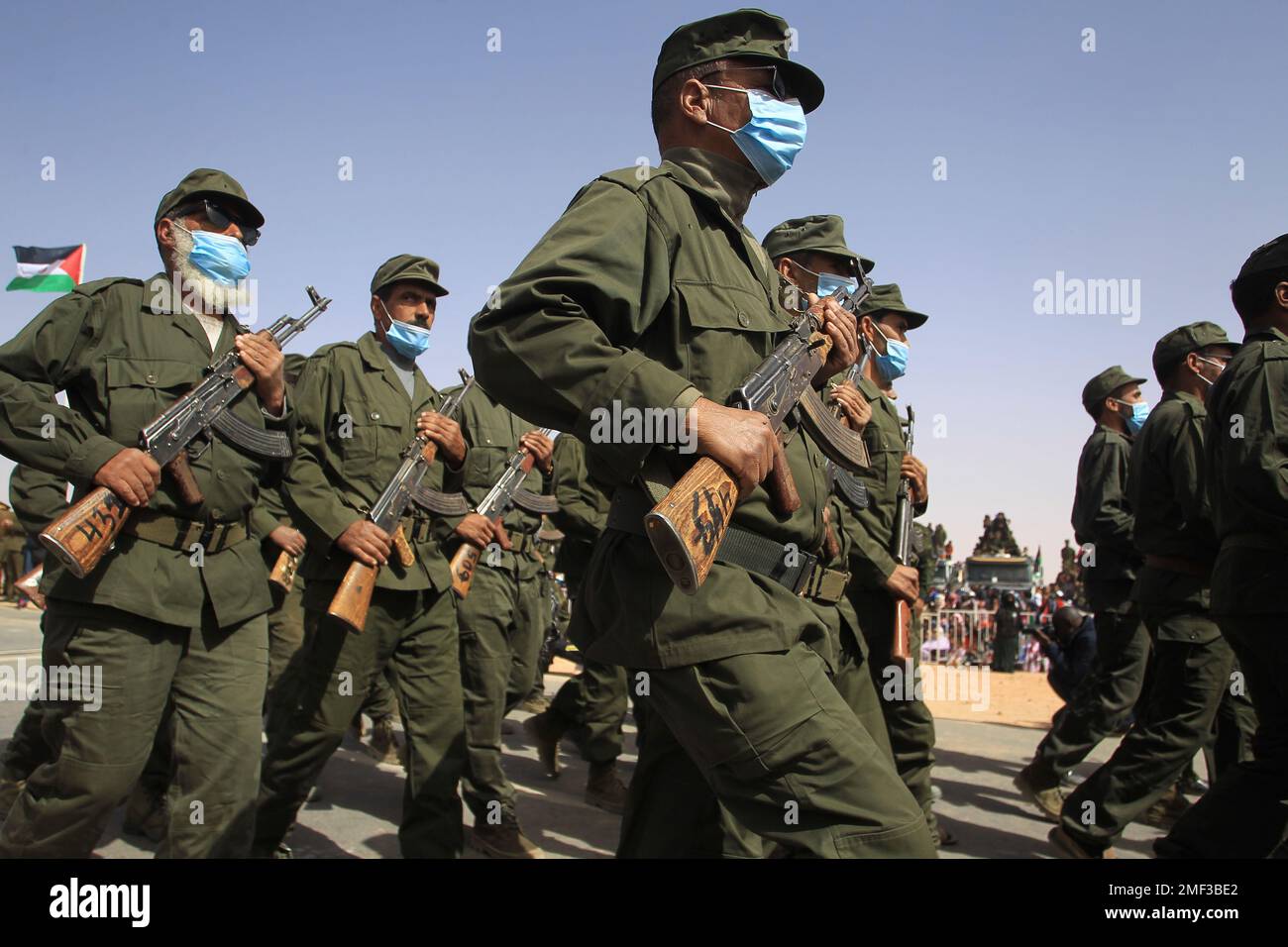 Soldiers of the Sahrawi Arab Democratic Republic (SARD) parade during ...