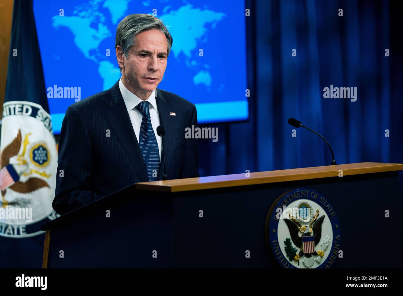 Secretary of State Antony Blinken speaks during a news conference at ...