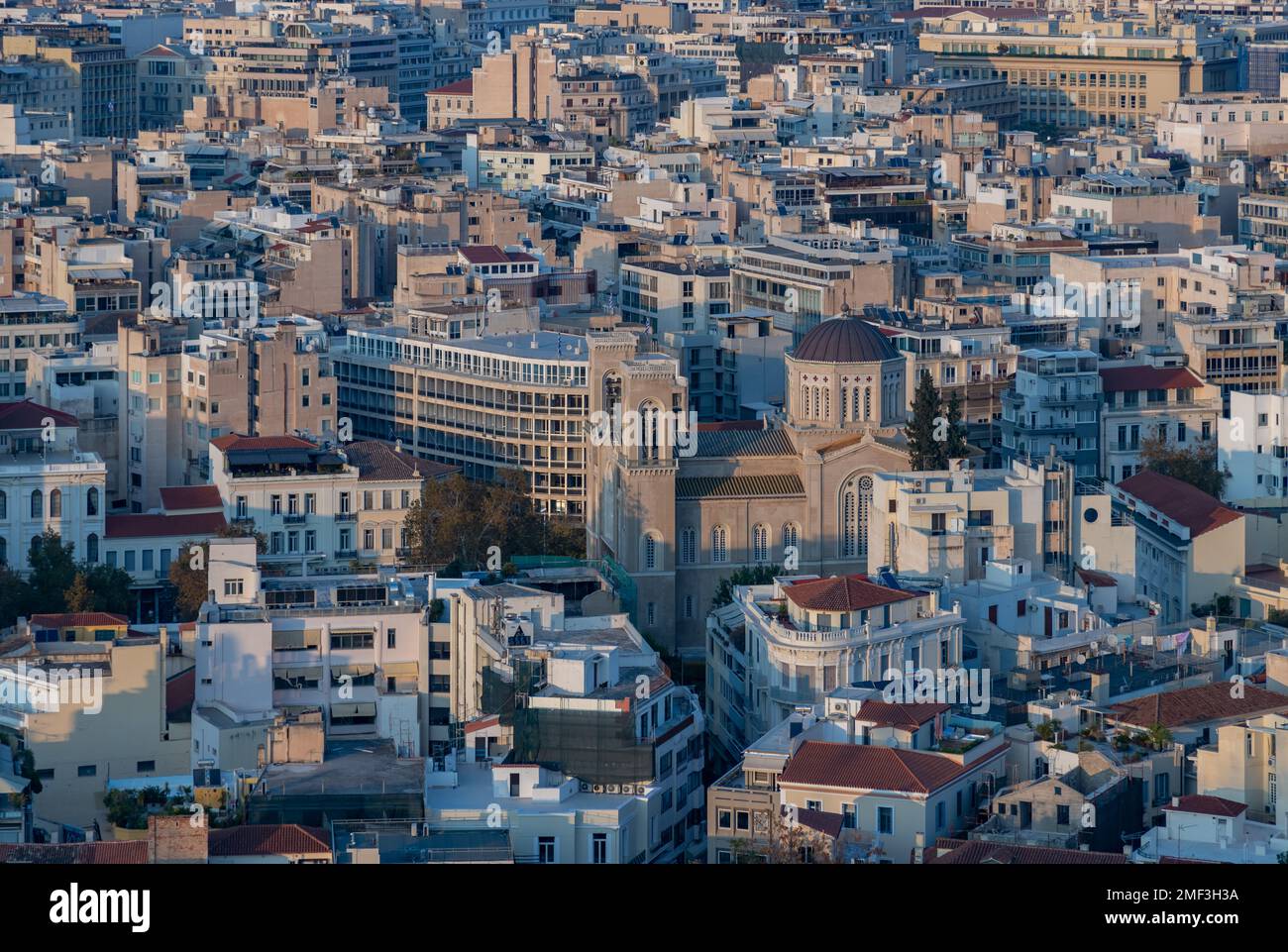 A picture of the Metropolitan Cathedral of Athens as seen from above ...