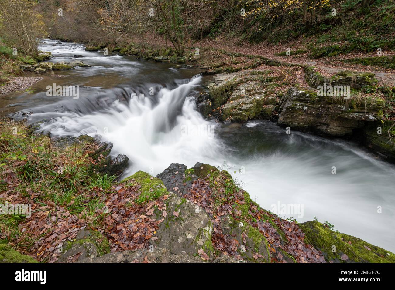 Long exposure of the Watersmeet Bridge waterfall on the East Lyn river ...