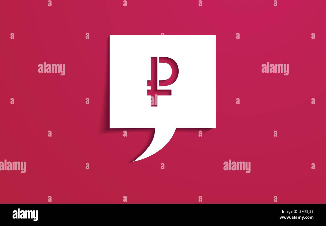 Speech bubble with currency symbol Russian ruble, in paper cut ...