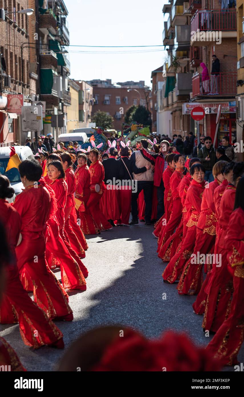 Madrid, Spain; 22nd January 2023: Participants in the Chinese New Year ...