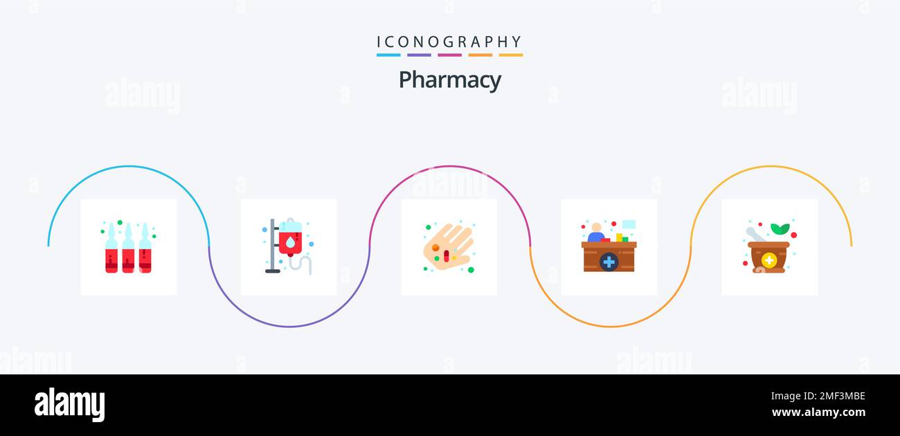 Pharmacy Flat 5 Icon Pack Including medicine. information counter. hand ...