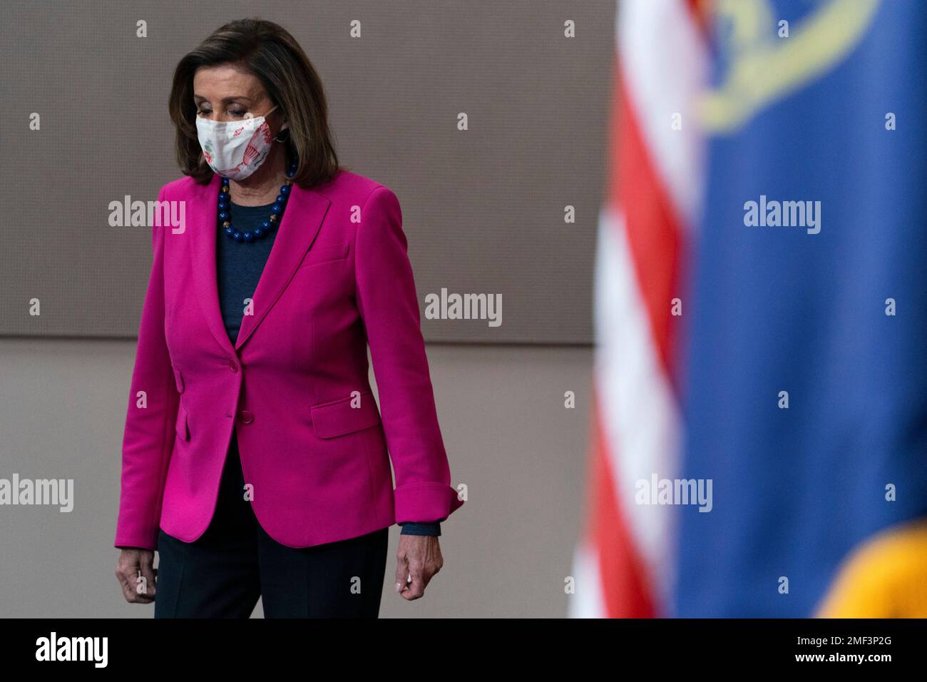 House Speaker Nancy Pelosi of Calif. arrives to speak during her weekly ...