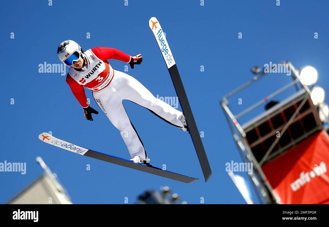 Canada's Natalie Eilers soars through the air during the women's ski ...