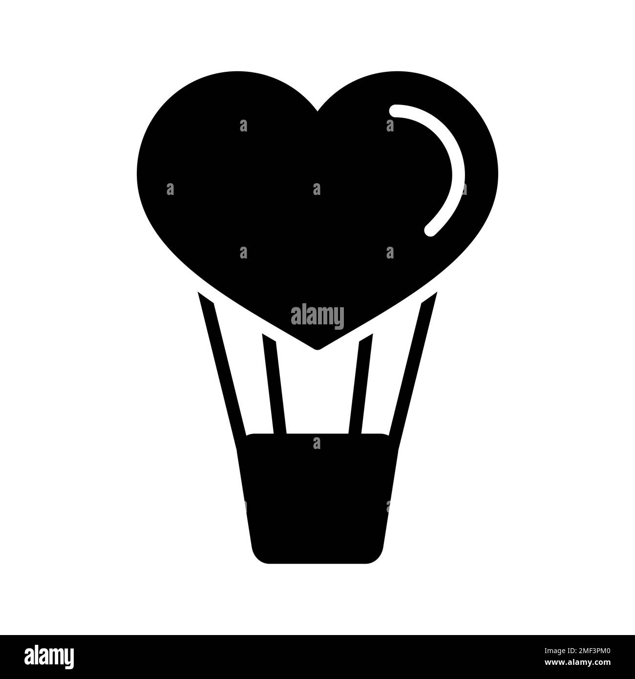 Heart air balloon glyph icon. Valentines day symbol. Vector ...