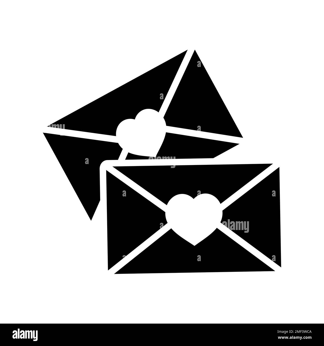 Two envelope glyph icon. Love Letter. Valentines day symbol. Vector ...