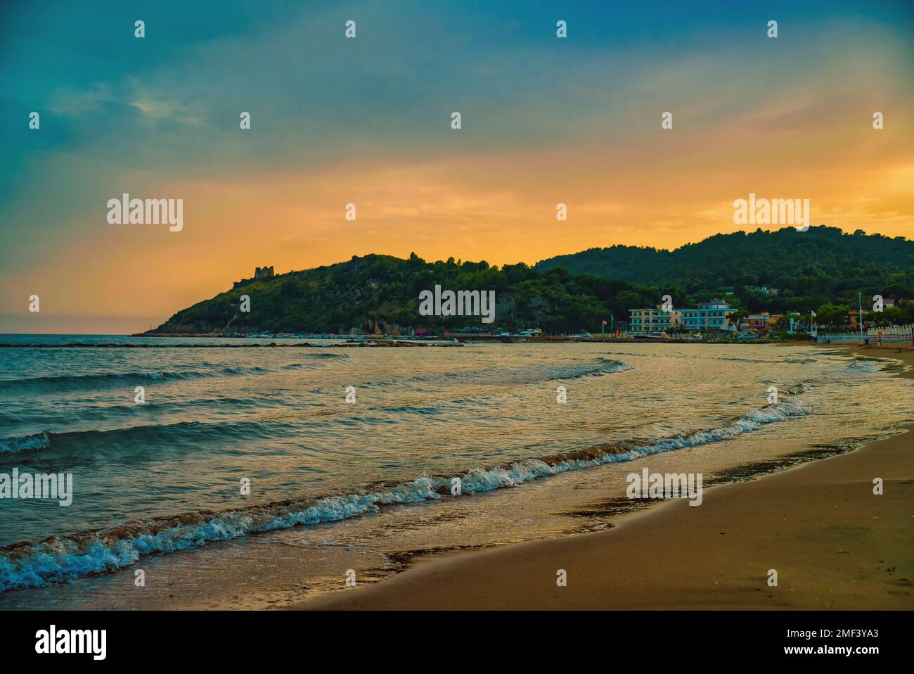 Beautiful sunset on the beach in Scauri, Italy Stock Photo - Alamy
