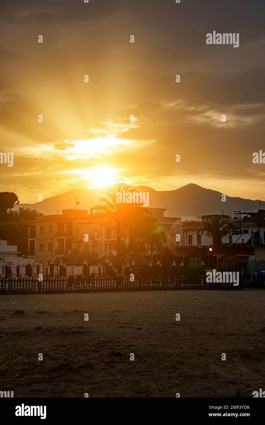Beautiful sunset on the beach in Scauri, Italy Stock Photo - Alamy