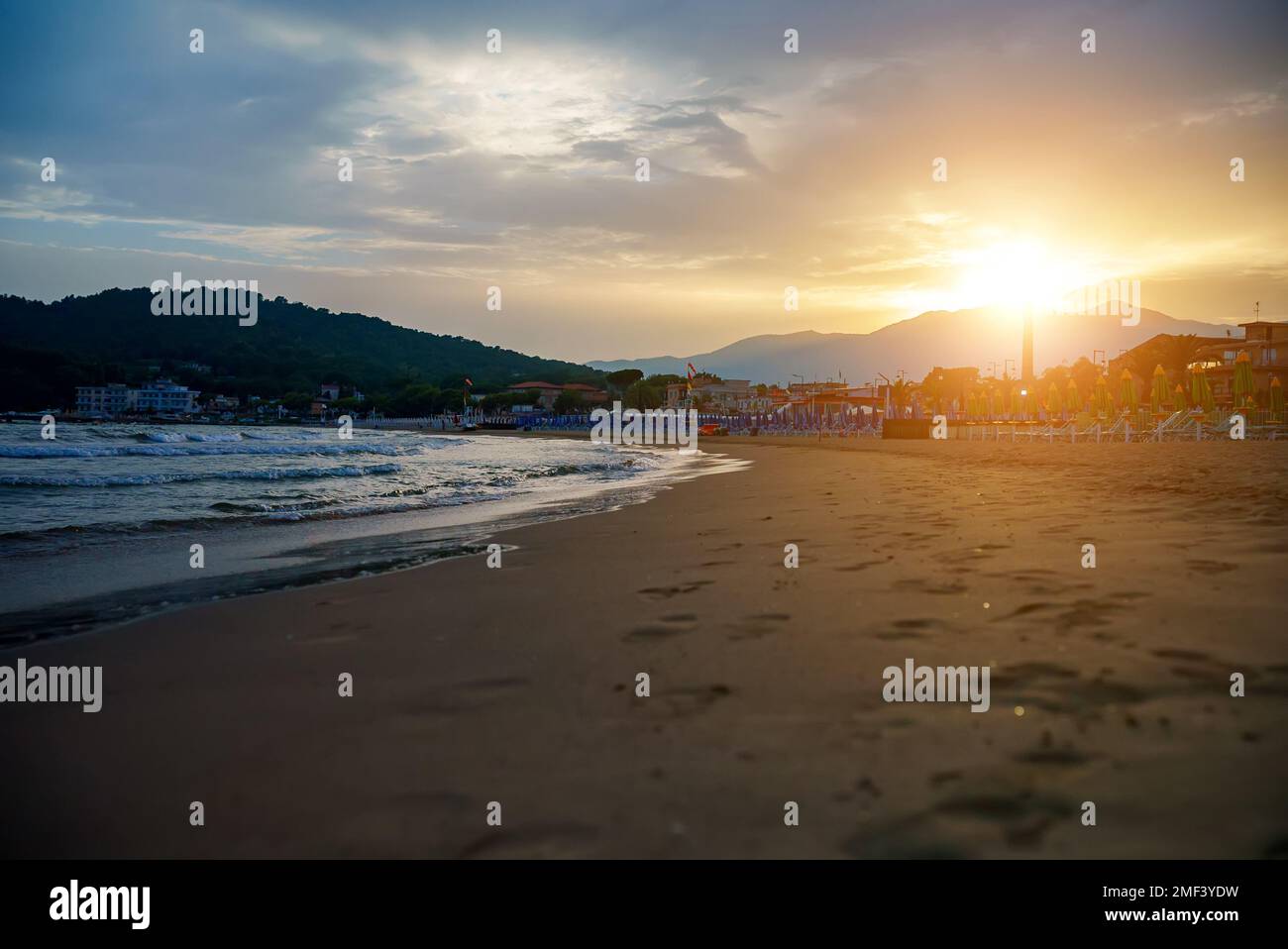 Beautiful sunset on the beach in Scauri, Italy Stock Photo - Alamy