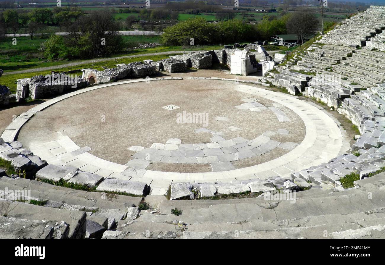 Greece, Eastern Macedonia and Thrace, Filippoi, Ancient amphitheater in ...