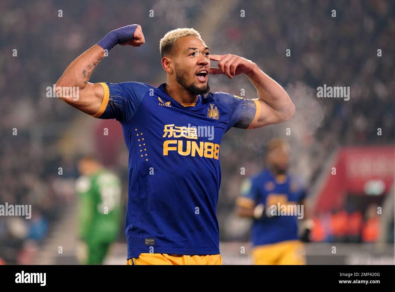 Newcastle United's Joelinton celebrates scoring their side's first goal ...