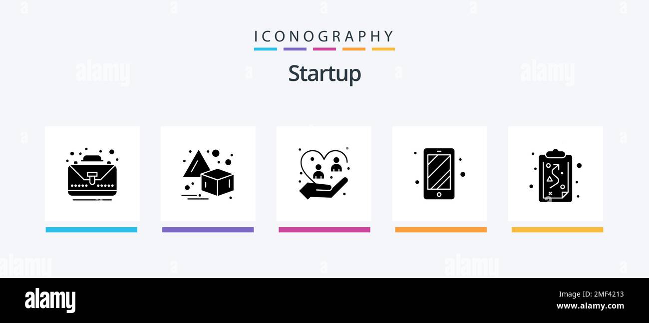 Startup Glyph 5 Icon Pack Including strategy. clipboard. caring. access ...