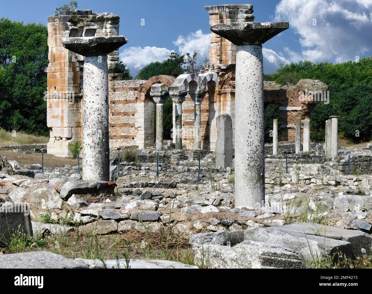 Ruins of Basilica in the archeological area of ancient Philippi ...