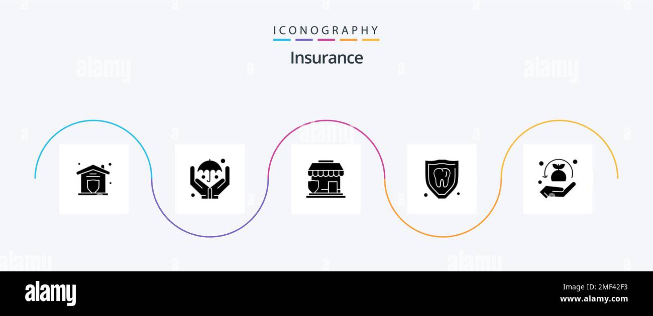 Insurance Glyph 5 Icon Pack Including plant. insurance. protection ...