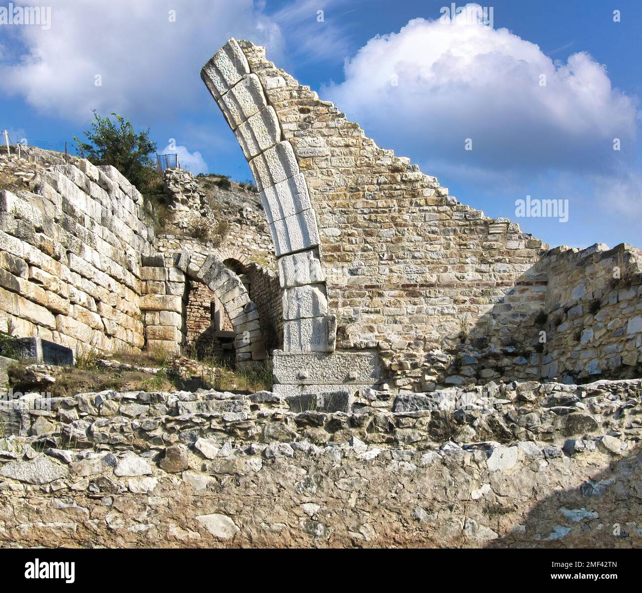 Ruins of Basilica in the archeological area of ancient Philippi ...