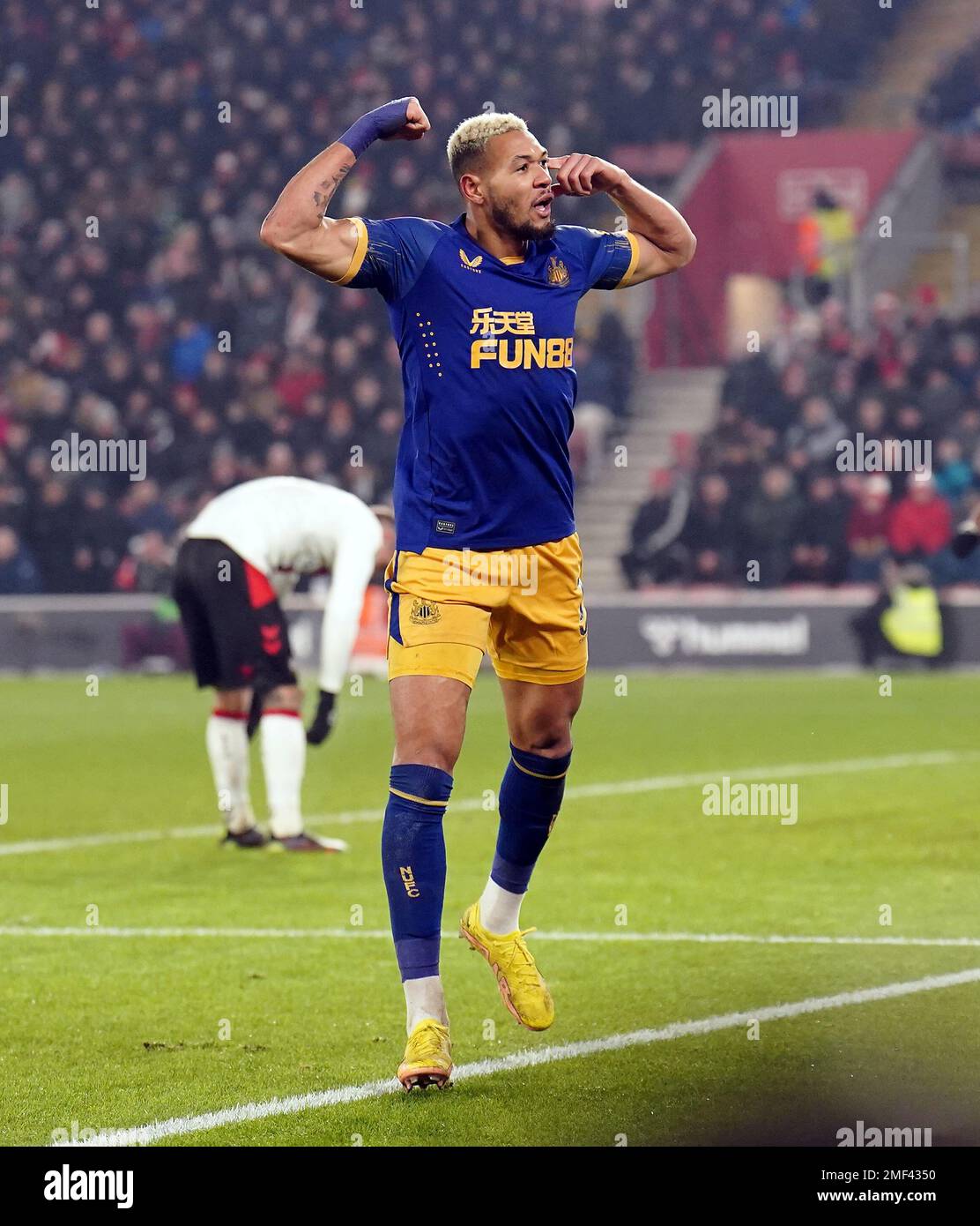 Newcastle United's Joelinton celebrates scoring their side's first goal ...