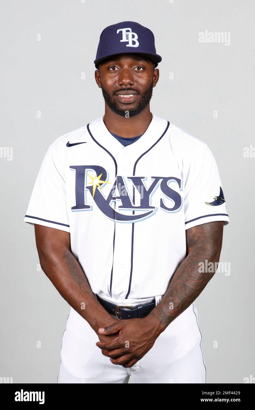 This is a 2021 photo of Randy Arozarena of the Tampa Bay Rays baseball team. This image reflects the Tampa Bay Rays active roster as of Monday Feb. 22 2021 when this