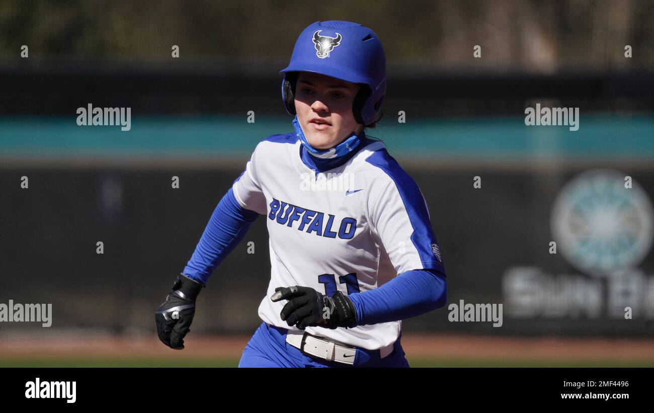 Buffalo's Alexis Matheney runs to third base during an NCAA softball ...