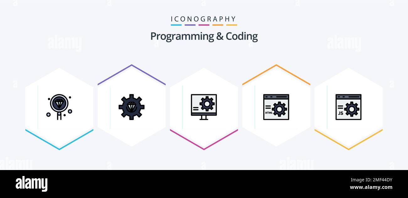 Programming And Coding 25 FilledLine icon pack including develop. browser. process. fix ...