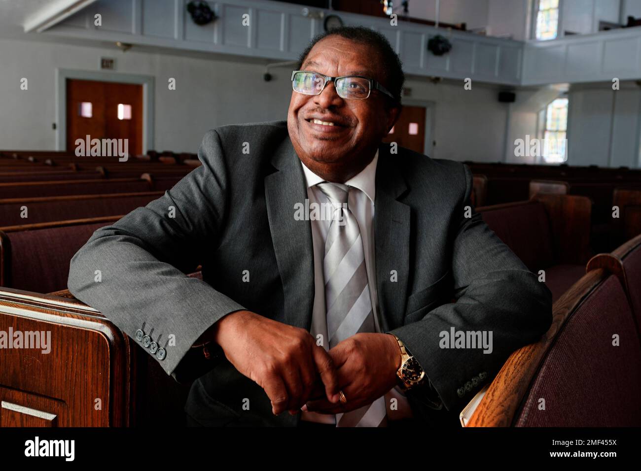 Rev. Timothy McDonald III poses for a portrait at First Iconium Baptist ...