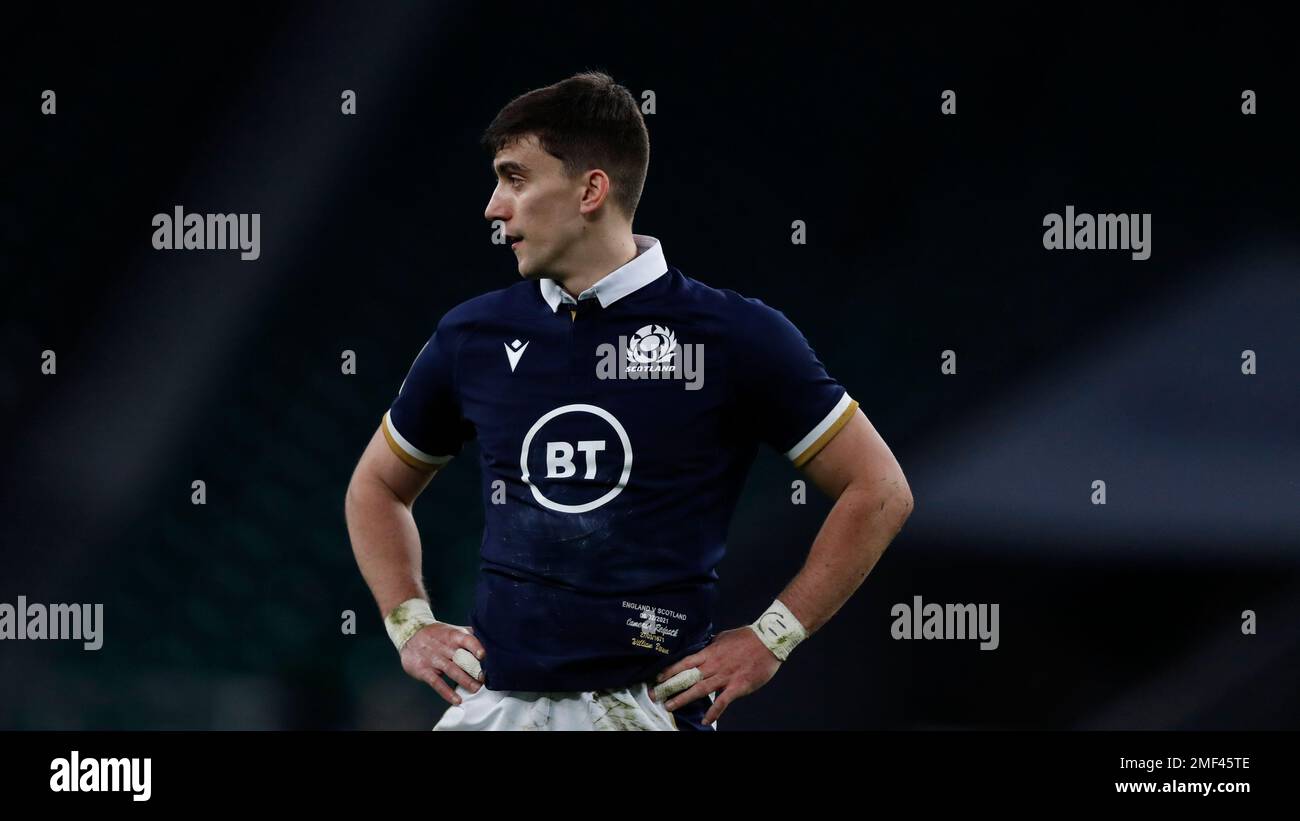 Scotland's Cameron Redpath waits for the game to restart during the Six ...