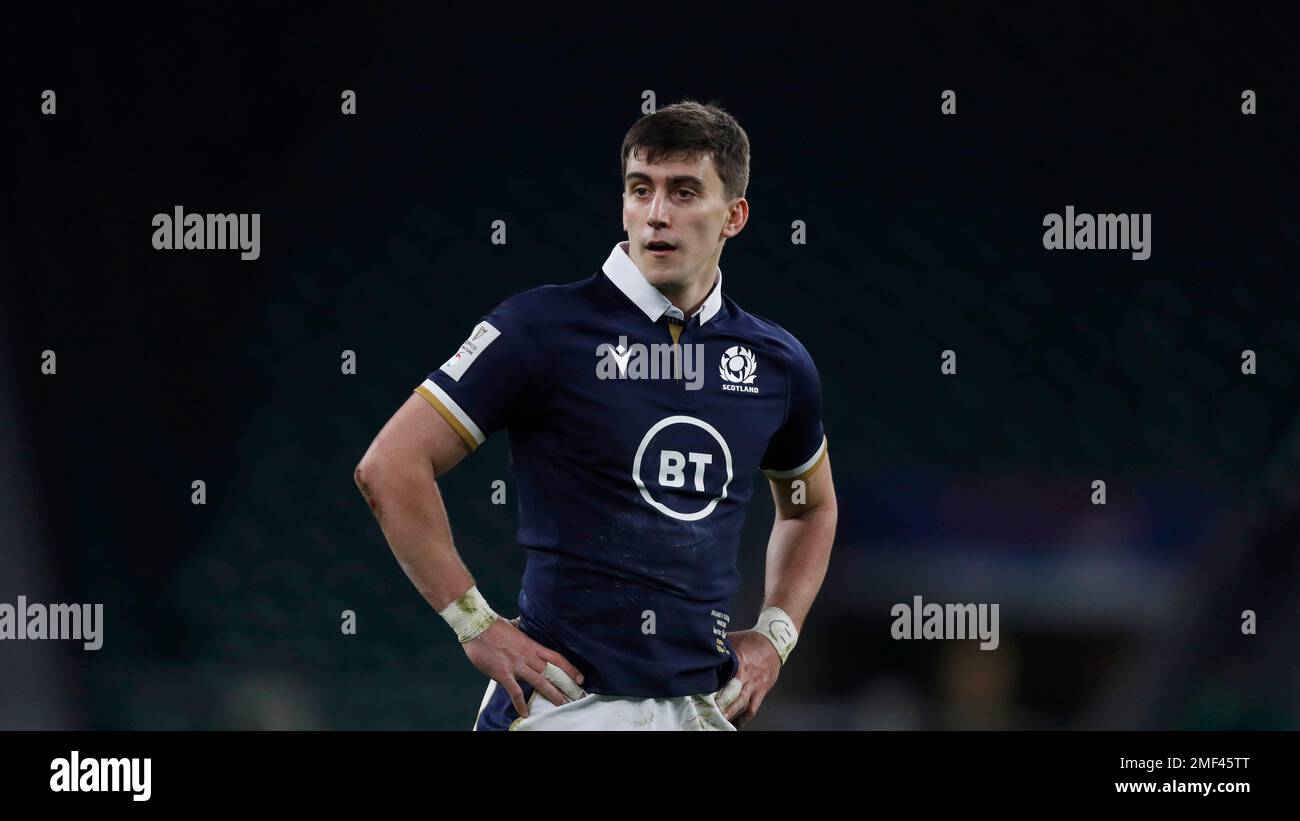 Scotland's Cameron Redpath waits for the game to restart during the Six ...