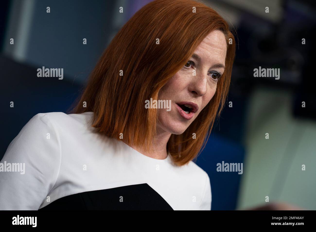 White House press secretary Jen Psaki speaks during a press briefing at ...