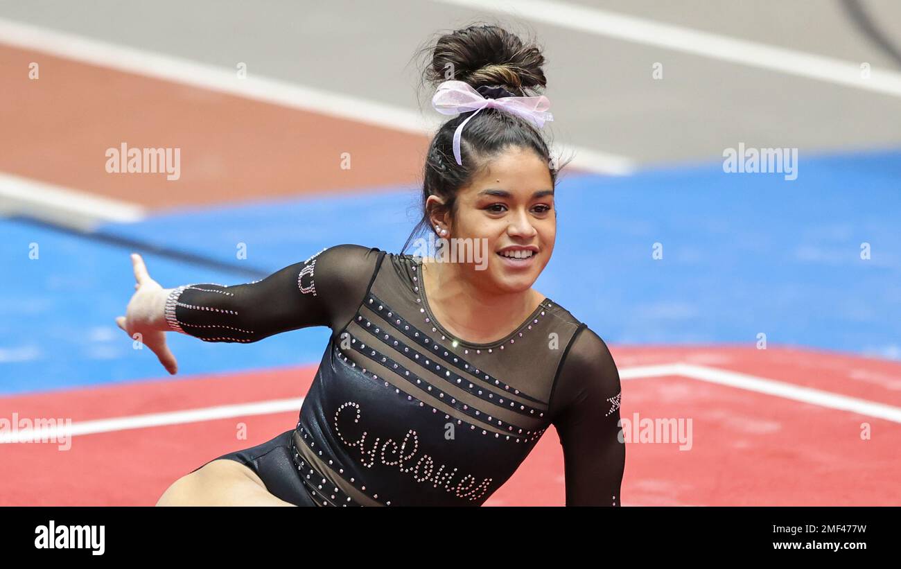 Iowa State's Addy De Jesus competes during an NCAA gymnastics meet ...