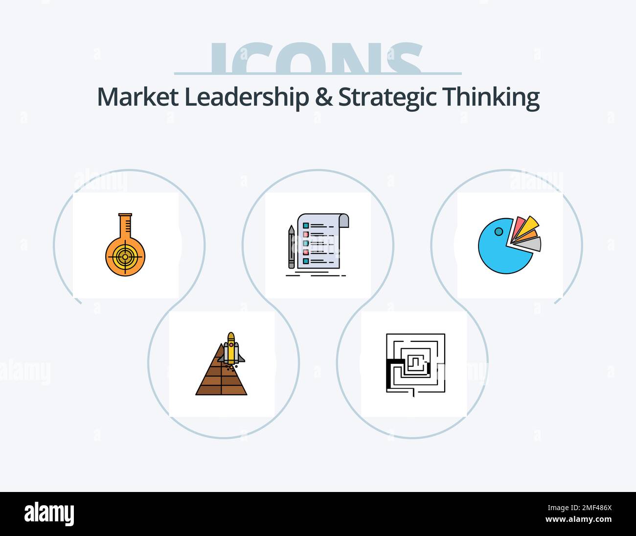Market Leadership And Strategic Thinking Line Filled Icon Pack 5 Icon Design. space. office ...