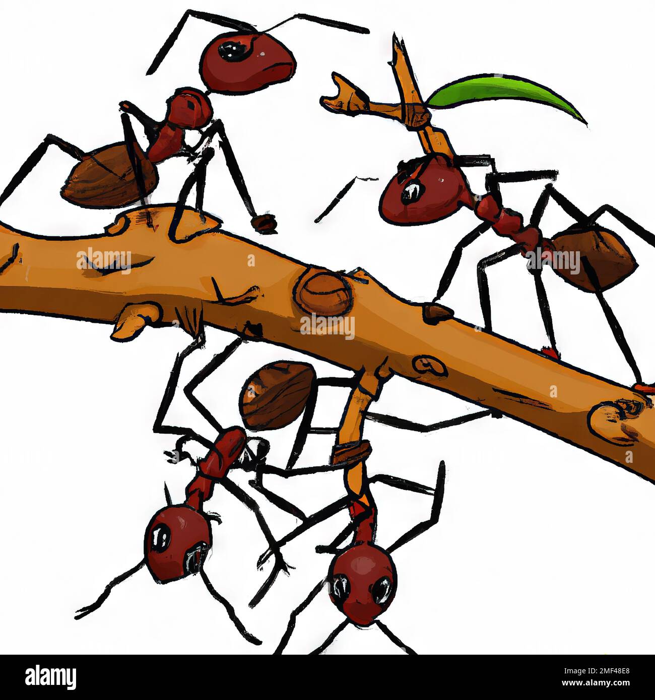 Cartoon of Ants on a branch Stock Photo - Alamy