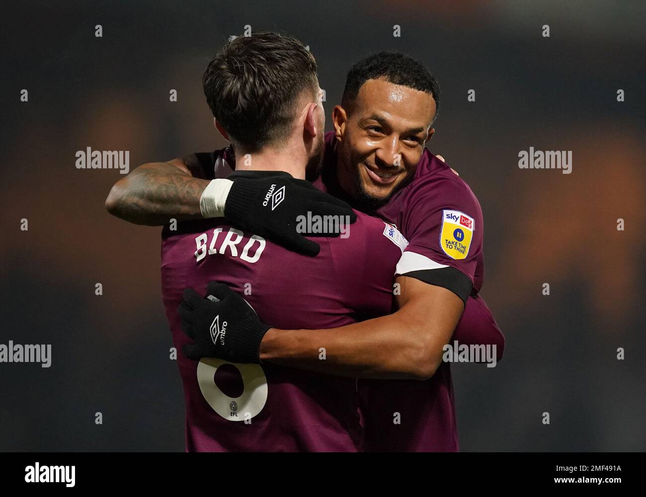 Derby County's Nathaniel Mendez-Laing (right) and Max Bird celebrate at ...
