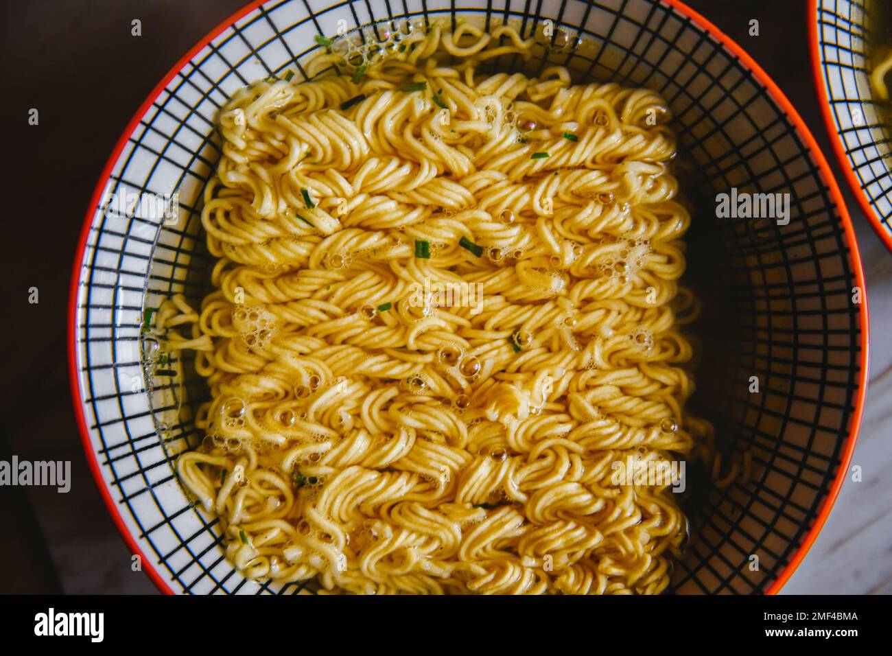 Instant pasta, Japanese and Chinese noodles. Ramen type soup in a plate ...