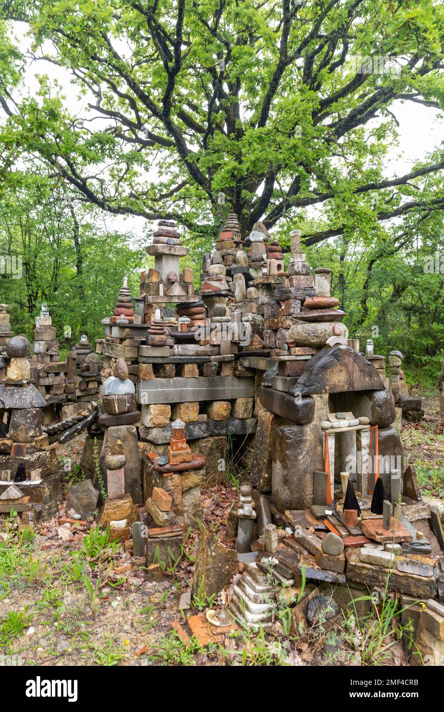 Rock art installation at Dreamwoods Sculpture Park (Selva di Sogno), a ...