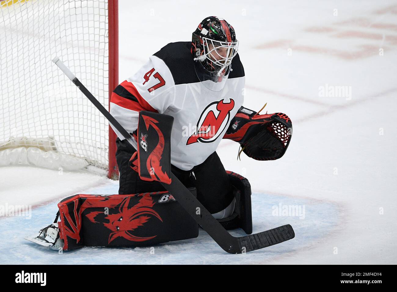 New Jersey Devils goaltender Aaron Dell (47) in action during the first ...