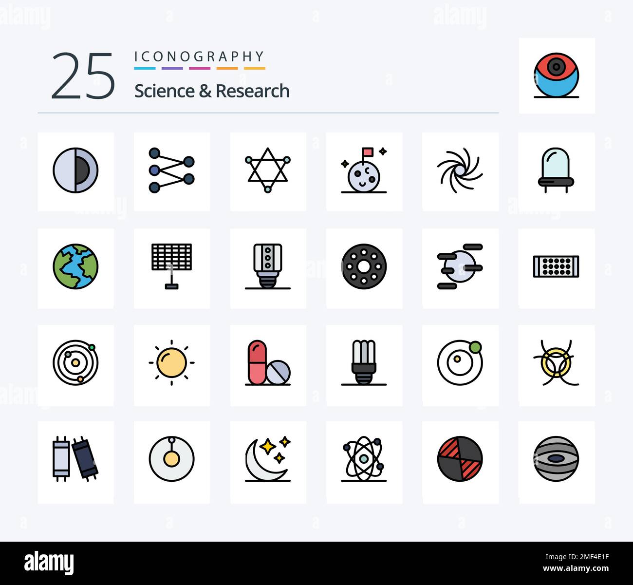 Science 25 Line Filled icon pack including planet. light. moon. led. universe Stock Vector Image ...