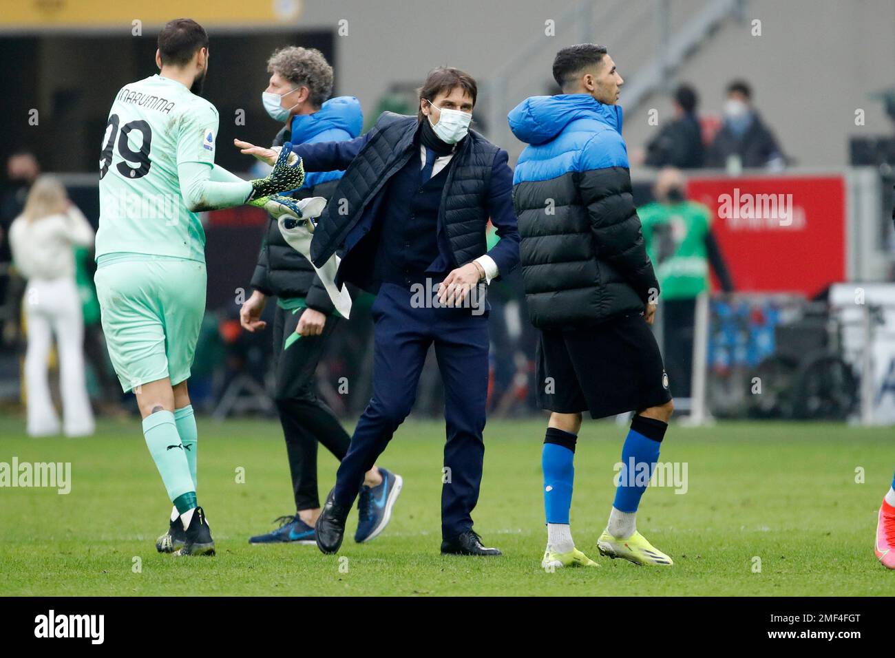 Inter Milan's head coach Antonio Conte celebrates his side's 3-0 win at ...