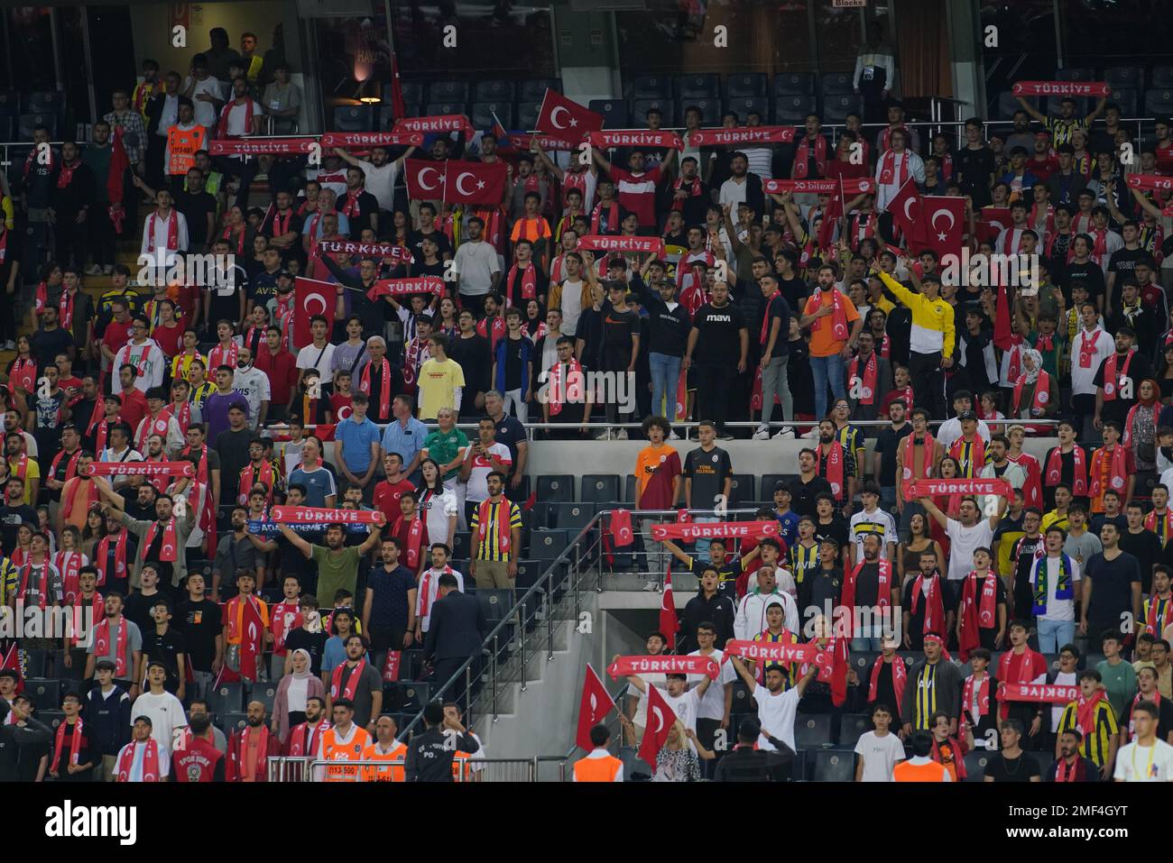 ISTANBUL, TURKIYE - SEPTEMBER 30, 2022: Spectators watching Tukiye vs ...